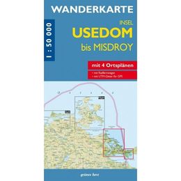 Wanderkarte Insel Usedom bis Misdroy, Karte (im Sinne von Landkarte)