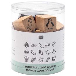 Rico Design Stempel-Set ZOOWELT 15er-Pack aus Holz