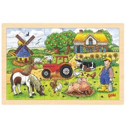 goki Einlegepuzzle MÜLLERS FARM 24-teilig in bunt