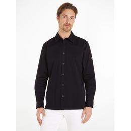 Langarmhemd Calvin Klein Jeans "MONOLOGO BADGE SHIRT" Gr. XXL, N-Gr, schwarz (ck black) Herren Hemden Langarm