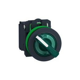 Schneider Electric Leuchtwahlschalter gr&uuml;n, komplett, flach, &oslash;30mm, 24 V,, 90&deg;, Rastend, Schraubklemmanschluss - XB5FK123B5