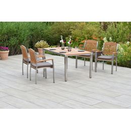 Merxx Garten-Essgruppe »Keros«, (Set, 9-tlg., Inkl. Sitzkissen, Edelstahlgestell), Tisch: LxB: 150x90 cm, beige