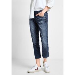 Cecil 5-Pocket-Jeans Scarlett mit schmalem Bein und mittelblauer Waschung, blau