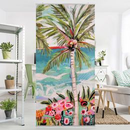 Raumteiler Palme mit pinken Blumen II