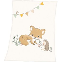 Babydecke Waldfreunde, Baby Best, mit niedlichem Tiermotiv, Kuscheldecke, beige