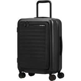 Samsonite Hartschalen-Trolley Hartgepäck-Trolley »STACKD, 55 cm«, 4 Rollen, Handgepäckkoffer Reisekoffer Reißverschluss-Laptopfach USB-Schleuse, schwarz