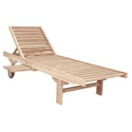 Garden Pleasure Sonnenliege SOLO mit Ablagebord Teak B-grade unbehandelt