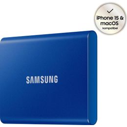 Samsung Portable SSD T7 externe SSD (1 TB) 1050 MB/S Lesegeschwindigkeit, 1000 MB/S Schreibgeschwindigkeit, blau