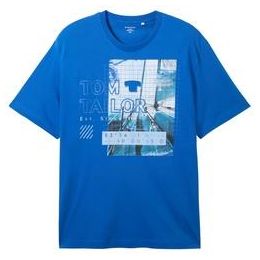 Tom Tailor Herren Plus - T-Shirt mit Fotoprint, blau, Fotoprint, Gr. 4XL