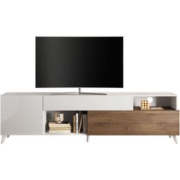 Lc Lowboard Monaco Breite 241 cm, TV-Board mit 1 Tür, 1 Klappe u. 1 Schubkasten, Fernsehtisch, TV-Schrank, Soft/Self Closing, beige|weiß