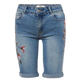 Koroshi Jeans Damen Gr&ouml;&szlig;e 30/31 blue denim / dunkelgr&uuml;n / fuchsia / wei&szlig;
