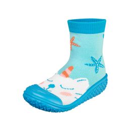 Playshoes Wasserschuh 'Einhornmeerkatze' Jungen Gr&ouml;&szlig;e 26.5 hellblau / mint / orange / wei&szlig;