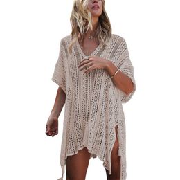 ZWY Strandkleid Damen Gestrickte Strandkleid Sommer Strandponcho Strandurlaub (Einteiliges