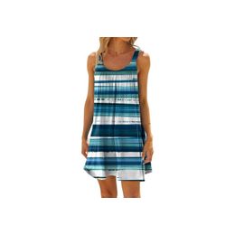 FIDDY A-Linien-Kleid Sommerkleid Damen Knielang Kleid Swing Tank-Kleid Ärmellos Strandkleid