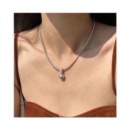 KIKI Charm-Kette Silbergraue Perlenkette