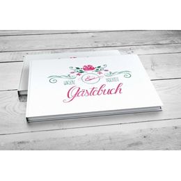 bigdaygraphix Notizbuch Gästebuch Hochzeit A4 quer Boho Rosen Flowers