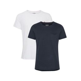 Blend T-Shirt Einfarbiges Rundhals T-Shirt 2er Stück Set BHNOEL (1-tlg) 4033 in Weiß-Blau