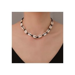 KIKI Charm-Kette Halskette natürliche Muschel Halskette weibliche handgewebte Halskette