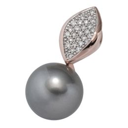 Perlen-Anhänger Jobo "Anhänger mit Perle" Schmuckanhänger Gr. SI = kleine Einschlüsse, Roségold 585-Diamanten-Perlen, rosegold (roségold 585) Damen Anhänger