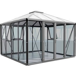 Gewächshaus Vitavia "Minos ESG/HKP, schwarz" Gewächshäuser Gr. B/H/T: 317 cm x 264,5 cm x 321,5 cm, silberfarben Gewächshäuser