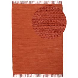 Teppich Home Affaire "Handweb Uni, Wendeteppich" Teppiche Gr. B/L: 140 cm x 200 cm, 5 mm, 1 St., orange (terrakotta) Baumwollteppiche