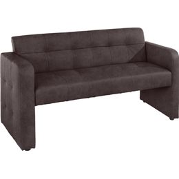 Polsterbank exxpo - SOFA FASHION "Barista" Sitzbänke Gr. B/H/T: 182 cm x 82 cm x 68 cm, Lu x us-Microfaser, 3er Bank, braun (dark brown) Polsterbänke