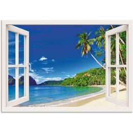 Wandbild Artland "Fensterblick Paradies" Bilder Gr. B/H: 100 cm x 70 cm, Alu-Dibond-Druck Fensterblick, 1 St., weiß Kunstdrucke
