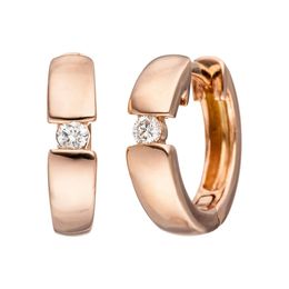 Paar Creolen Jobo Ohrringe Gr. SI = kleine Einschlüsse, Roségold 585-Diamanten, rosegold (roségold 585) Damen Creolen