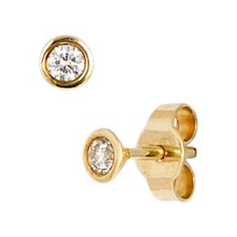 Paar Ohrstecker Jobo Ohrringe Gr. SI = kleine Einschlüsse, Gelbgold 585-Diamanten, gelb (gelbgold 585) Damen Ohrstecker