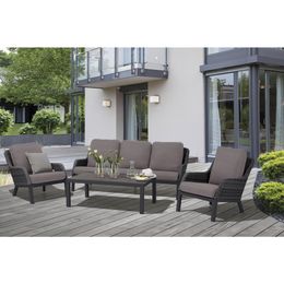 Gartenlounge-Set siena GARDEN "Belia" Sitzmöbel-Sets Gr. B/H/T: 81 cm x 77,5 cm x 120 cm, schwarz (matt anthrazit) Outdoor Möbel