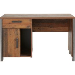 Schreibtisch FORTE "Clif" Tische Gr. B/H/T: 127 cm x 74 cm x 60 cm, braun (old vintage wood, betonptik dunkelgrau) Schreibtische