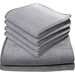Handtuch Set Dyckhoff "mit Farbverlauf" Handtücher (Packung) Gr. (6 St.), grau Handtuch-Sets