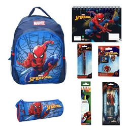 MARVEL Schulrucksack MARVEL Spiderman 7 teiliges Schulset Kinder Rucksack (7-tlg)