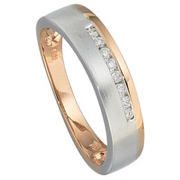 Diamantring Jobo Fingerringe Gr. 54, SI = kleine Einschlüsse, Roségold 585-Weißgold 585-Diamanten, rosegold (roségold 585) Damen Diamantringe