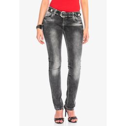 Cipo & Baxx Slim-fit-Jeans CIPO & BAXX Gr. 26, Länge 34, schwarz Damen Jeans Röhrenjeans