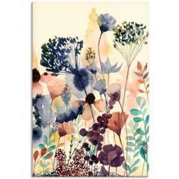 Wandbild Artland "Sonnengetrocknete Blüten II" Bilder Gr. B/H: 80 cm x 120 cm, Leinwandbild Blumenwiese Hochformat, 1 St., bunt Kunstdrucke