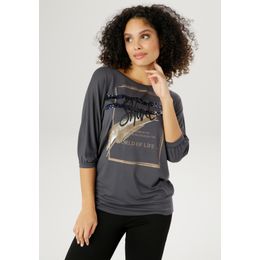 3/4-Arm-Shirt Aniston SELECTED Gr. 36, grau (dunkelgrau, braun, schwarz) Damen Shirts Jersey