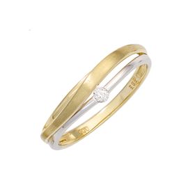 Diamantring Jobo Fingerringe Gr. 50, SI = kleine Einschlüsse, Gelbgold 585-Weißgold 585-Diamanten, gelb (gelbgold 585) Damen Diamantringe