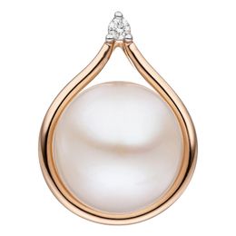 Perlen-Anhänger Jobo "Anhänger mit Perle" Schmuckanhänger Gr. SI = kleine Einschlüsse, Roségold 585-Diamanten-Perlen, rosegold (roségold 585) Damen Anhänger