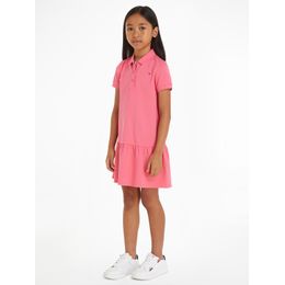 Polokleid Tommy Hilfiger "ESSENTIAL POLO DRESS" Gr. 10 (140), N-Gr, pink (glamour pink) Mädchen Kleider Sommerkleider