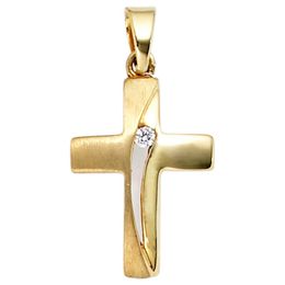 Kreuz-Anhänger Jobo "Anhänger Kreuz" Schmuckanhänger Gr. Gelbgold 333, goldfarben (gelbgold 333) Damen Anhänger