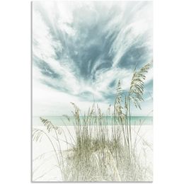 Wandbild Artland "Himmlische Stille am Strand Vintage" Bilder Gr. B/H: 60 cm x 90 cm, Alu-Dibond-Druck Strandbilder Hochformat, 1 St., weiß Kunstdrucke