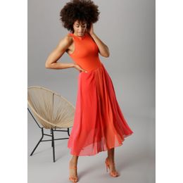 Sommerkleid Aniston SELECTED Gr. 34, N-Gr, orange (orange, rot, hellpink) Damen Kleider Midikleider