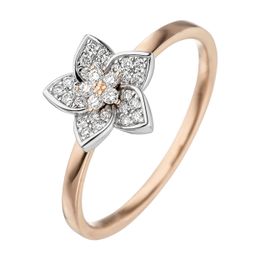 Diamantring Jobo "Blume" Fingerringe Gr. 50, SI = kleine Einschlüsse, Roségold 585-Weißgold 585-Diamanten, rosegold (roségold 585) Damen Diamantringe