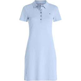 Polokleid Tommy Hilfiger "1985 SLIM PIQUE POLO DRESS SS" Gr. S (36), N-Gr, blau (well water) Damen Kleider Freizeitkleider