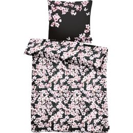 Bettwäsche Apelt "Blossom" Gr. B/L: 135 cm x 200 cm (1 St.), B/L: 80 cm x 80 cm (1 St.), Mako-Satin, rosa (schwarz, rose) Bettwäsche 135x200 cm