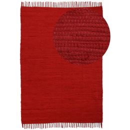 Teppich Home Affaire "Handweb Uni, Wendeteppich" Teppiche Gr. B/L: 140 cm x 200 cm, 5 mm, 1 St., rot (chilli) Baumwollteppiche