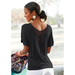 Strandshirt Lascana Gr. 36/38, schwarz Damen Shirts Jersey