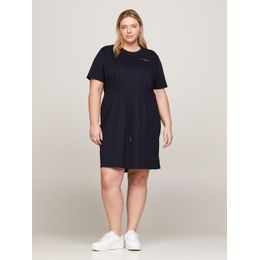 Shirtkleid Tommy Hilfiger Curve "CRV 1985 REG MINI CORP TEE DRSS" Gr. 52, N-Gr, blau (desert sky) Damen Kleider Freizeitkleider