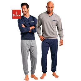 Pyjama Le Jogger Gr. 52/54 (L), blau (marine, grau, meliert) Herren Homewear-Sets Pyjamas